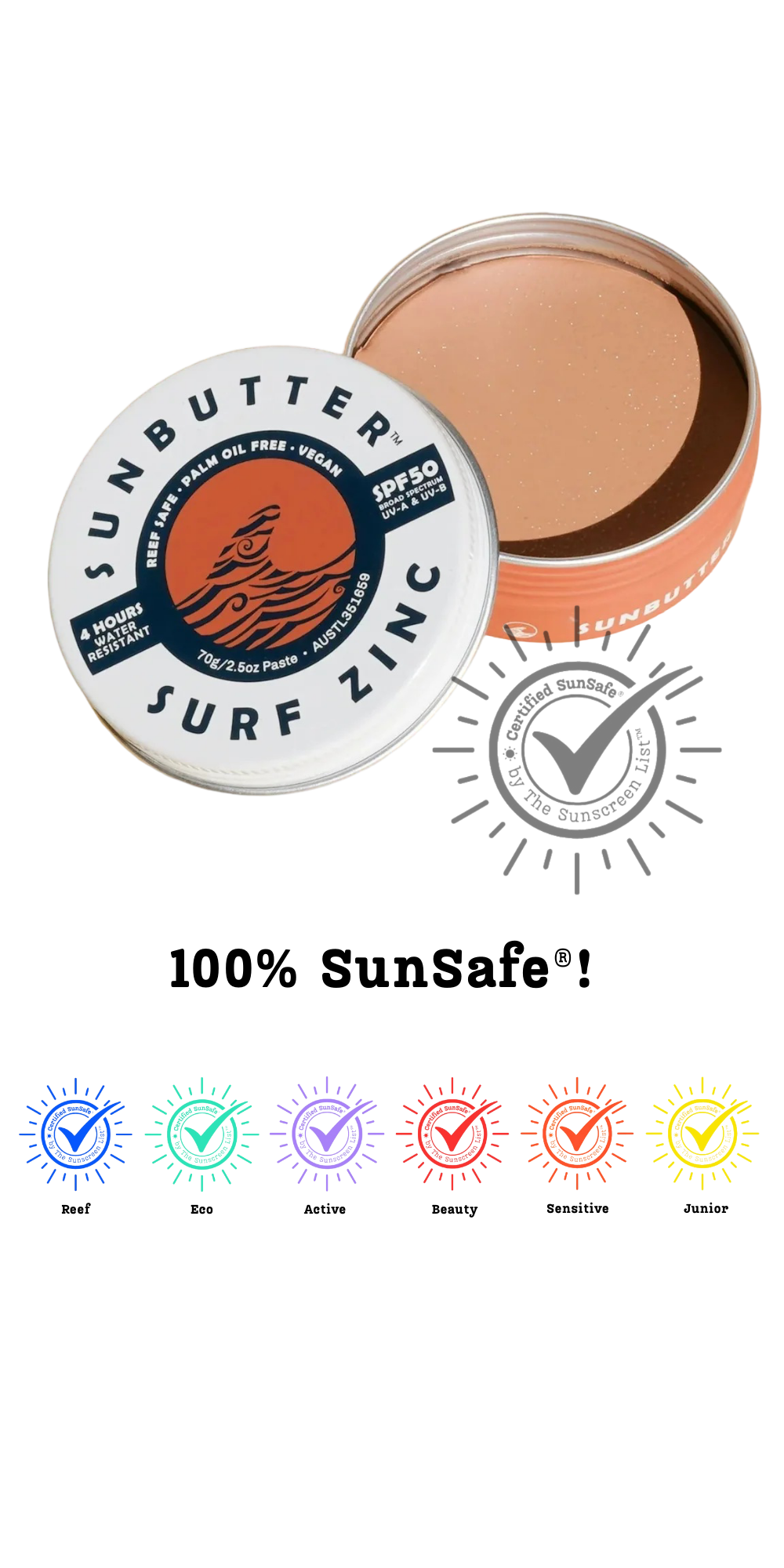 Vegan Surf Zinc SPF50 | SunButter SunSafe® Certified Mineral Sunscreen ...
